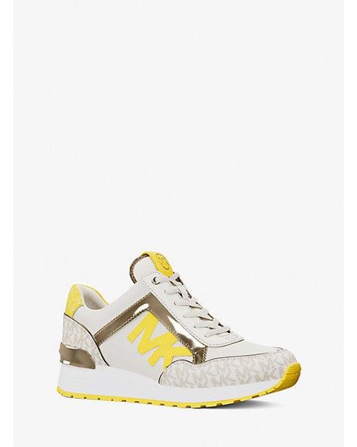 Michael Kors Maddy Two-Tone Logo Trainer in White | Lyst