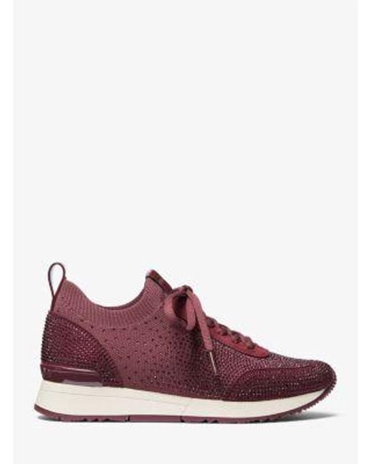 Michael Kors Jenkins Crystal Embellished Stretch Knit Trainer in Purple ...