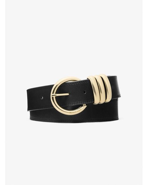 MICHAEL Michael Kors Mk Leather Belt in Black | Lyst UK