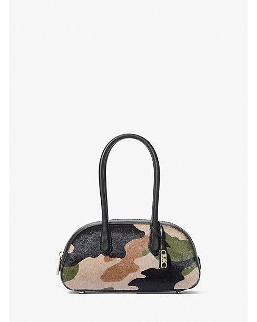 Michael Kors Lulu Small Camouflage Print Calf Hair Satchel in Black | Lyst