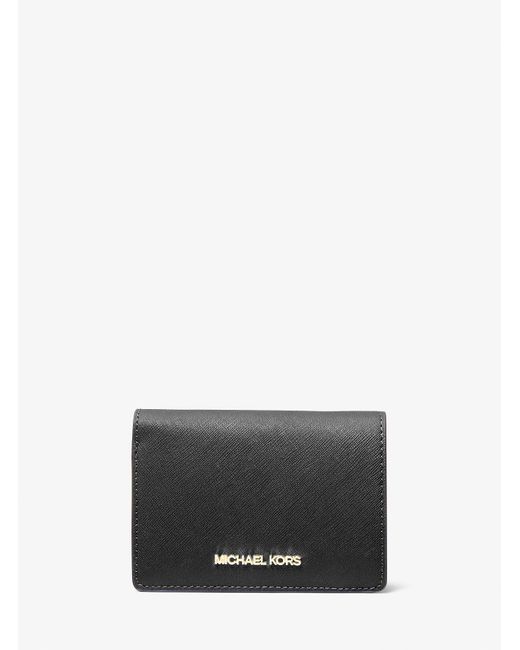 Michael Kors Outlet Mk Jet Set Medium Saffiano Leather Wallet in Grey ...