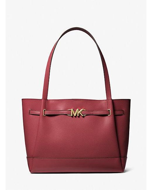 Michael Kors Reed Large Pebbled Leather Tote Bag in Red | Lyst