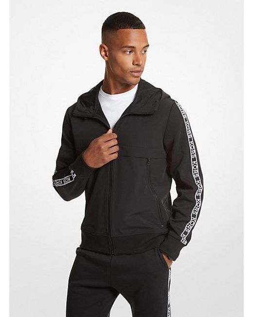 Michael Kors Logo Tape Cotton Blend Zip Up Hoodie In Black For Men Lyst