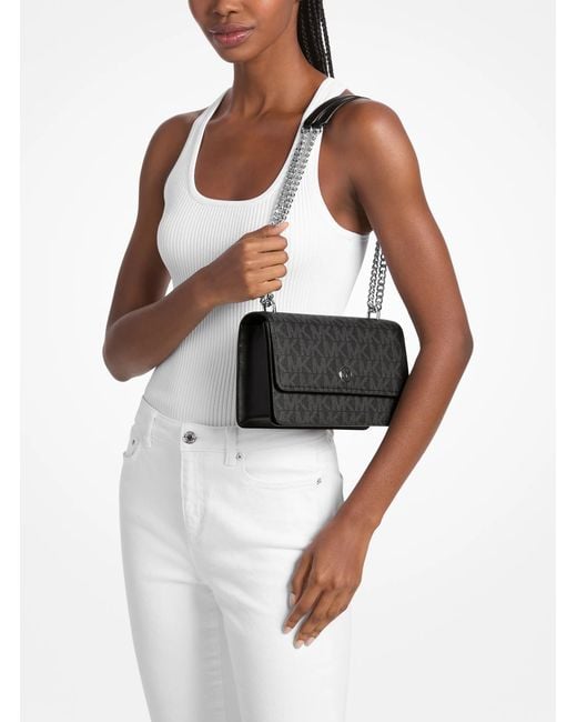Michael Kors Outlet Mk Abbott Medium Signature Logo Shoulder Bag in ...