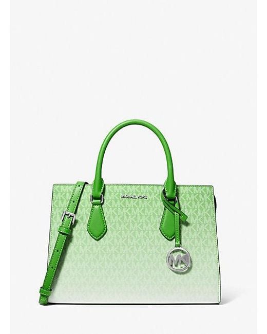 Michael Kors Sheila Medium Ombré Signature Logo Satchel in Green | Lyst