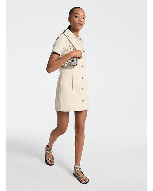 Michael Kors Mk Denim Mini Dress in White | Lyst