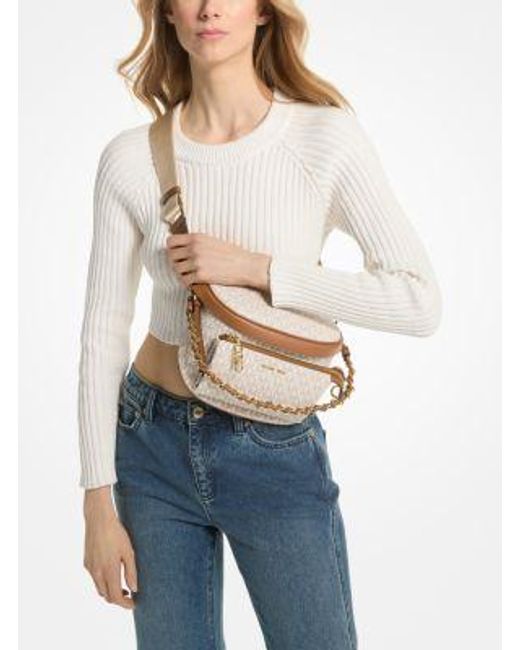 Michael Kors Mk Slater Medium Signature Logo Sling Pack in Grey | Lyst UK