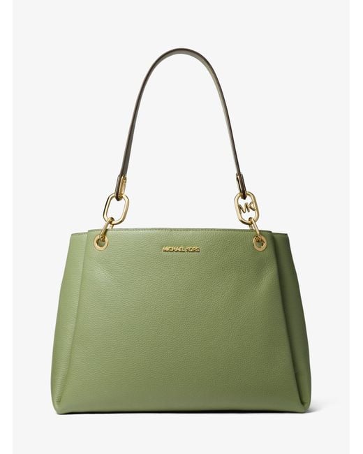 Michael Kors Trisha Large Pebbled Leather Shoulder Bag in Green | Lyst Michael Kors Trisha Large Pebbled Leather Shoulder Bag in Green | Lyst