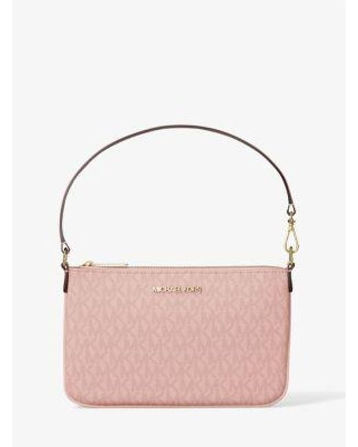 Michael Kors Jet Set Small Signature Logo Convertible Wristlet in Pink ...