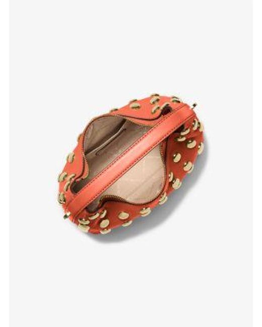 Michael Kors Ember Small Embellished Pebbled Leather Messenger Bag in ...