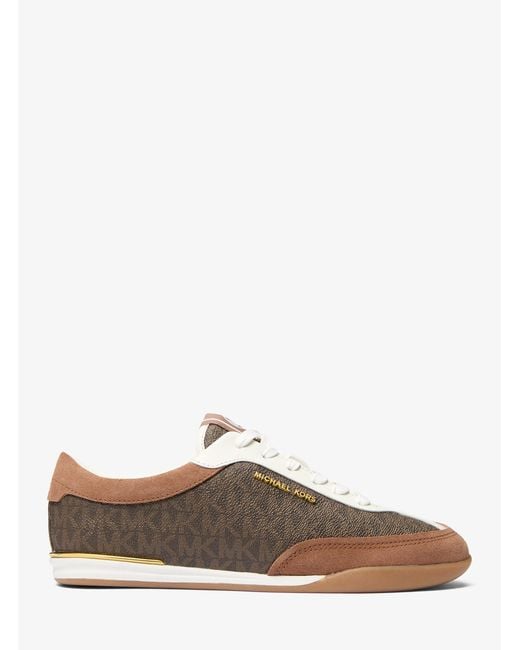 MICHAEL Michael Kors Mk Nolan Signature Logo Trainers in Brown | Lyst UK