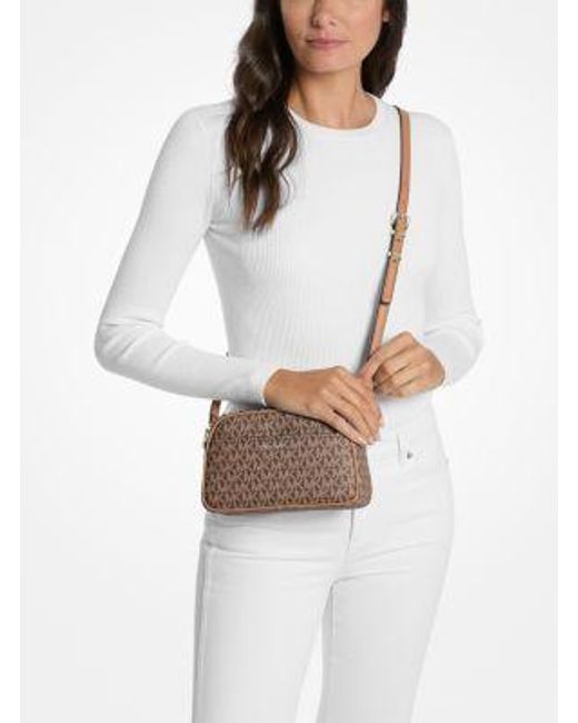Michael Kors Jet Set Small Signature Logo Camera Crossbody Bag in Brown ...