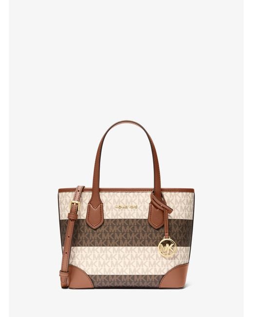 Michael Kors Eva Extra-Small Striped Signature Logo Convertible Tote ...