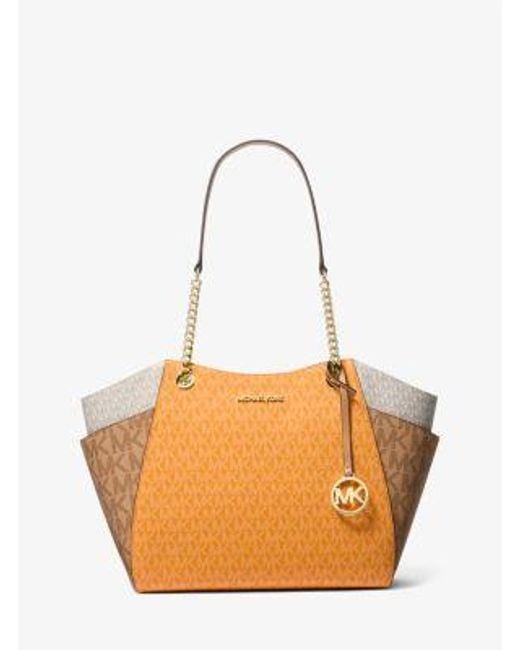 Michael Kors Jet Set Large Color-Block Signature Logo Tote Bag in ...