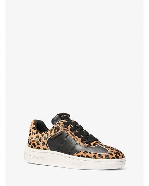 Michael Kors Kai Leopard Print Calf Hair Sneaker in White | Lyst