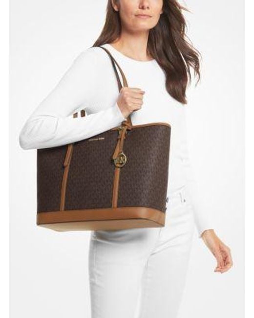 Michael Kors Jet Set Travel Large Logo Tote Bag in Brown | Lyst