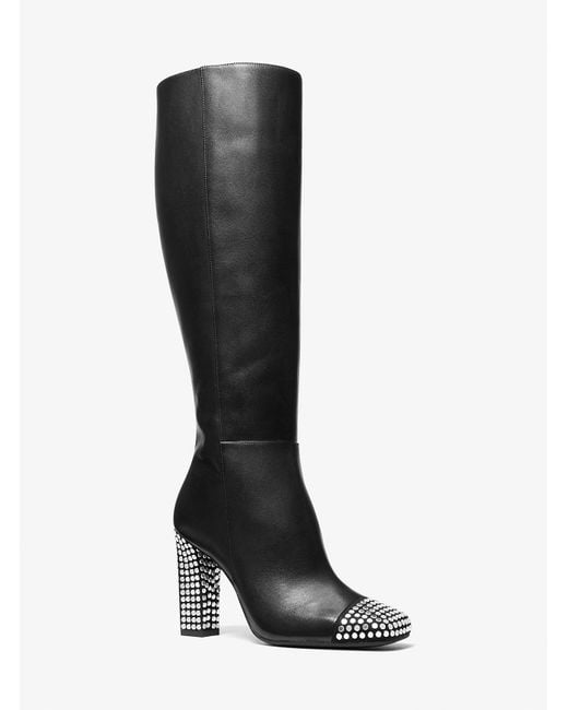 MICHAEL Michael Kors Mk Matilda Embellished Leather Boot in Black | Lyst UK