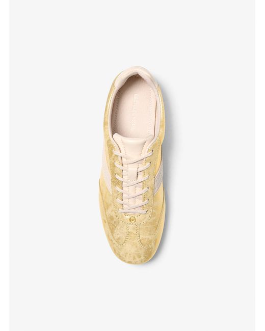 MICHAEL Michael Kors Mk Susie Metallic Leather Trainers in Natural ...