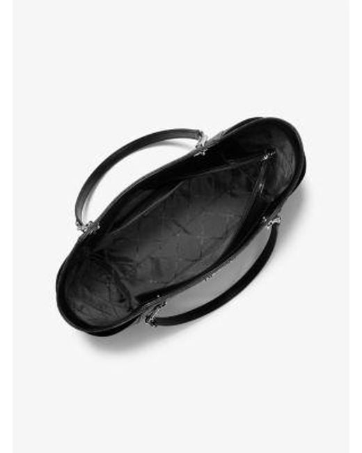 Michael Kors Jet Set Large Signature Logo Shoulder Bag in Black | Lyst