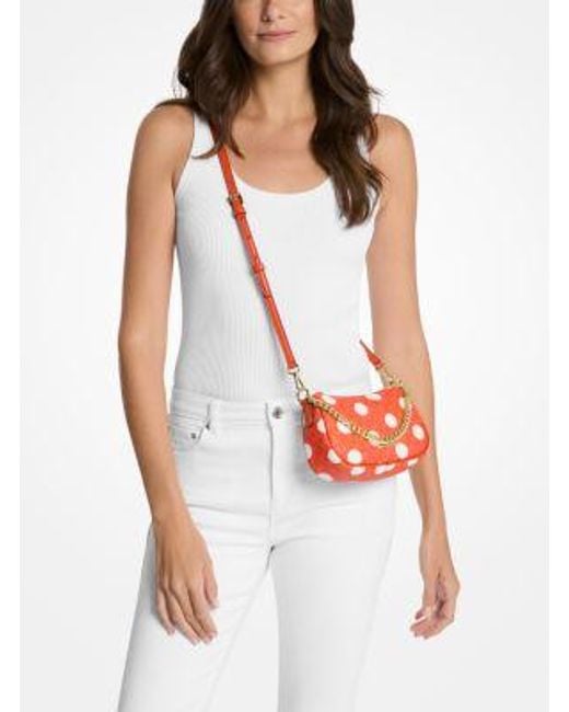 Michael Kors Carmela Small Polka Dot And Signature Logo Pochette in Red ...