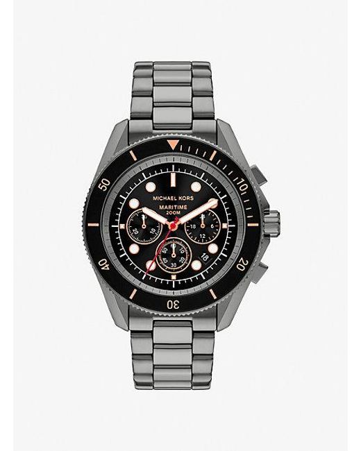 Michael Kors Mk Oversized Maritime Gunmetal Watch in Gray for Men | Lyst
