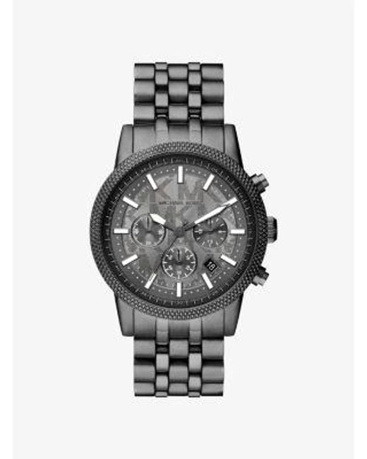 Michael Kors Oversized Hutton Gunmetal Watch in Gray for Men | Lyst