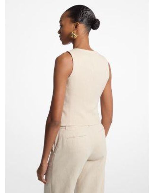 MICHAEL Michael Kors Linen And Cotton Twill Vest in Natural | Lyst