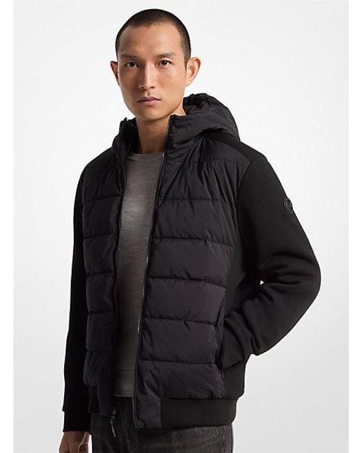 Michael Kors Quilted Mixed-media Hooded Jacket in Black for Men | Lyst