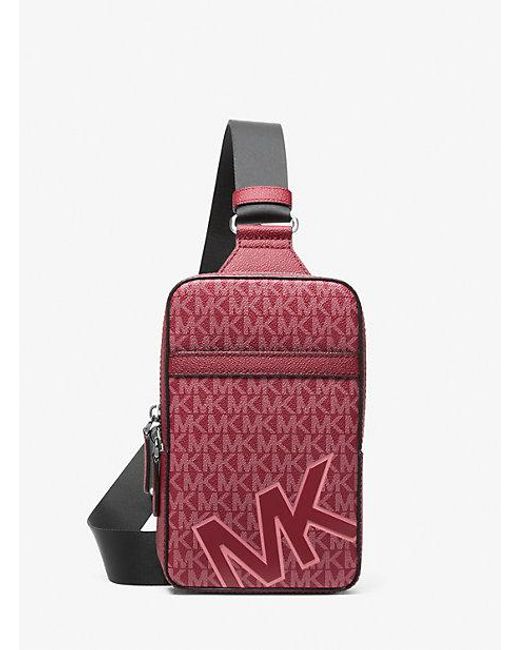 Michael Kors Cooper Medium Signature Logo Sling Pack in Red for Men | Lyst