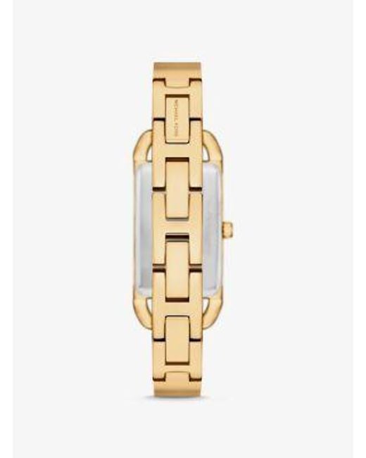 Michael Kors Mini Empire Pavé-Tone Bangle Watch in White | Lyst