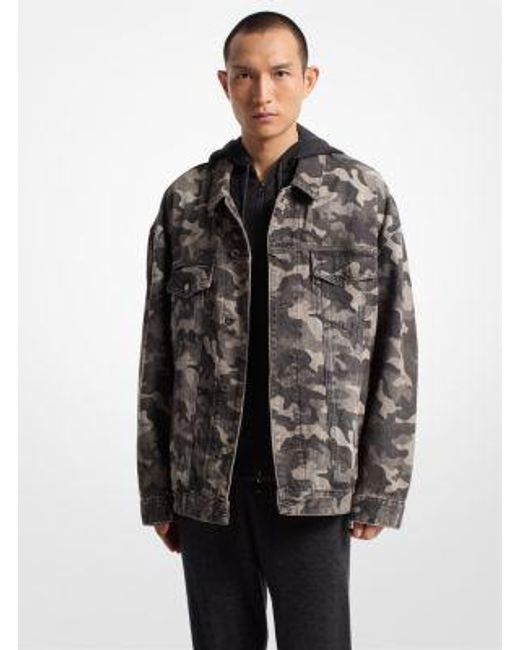 MICHAEL Michael Kors Camouflage Denim Jacket in Black Lyst UK