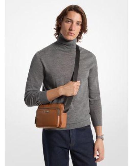 Michael Kors Cooper Pebbled Leather Utility Crossbody Bag in Brown for ...