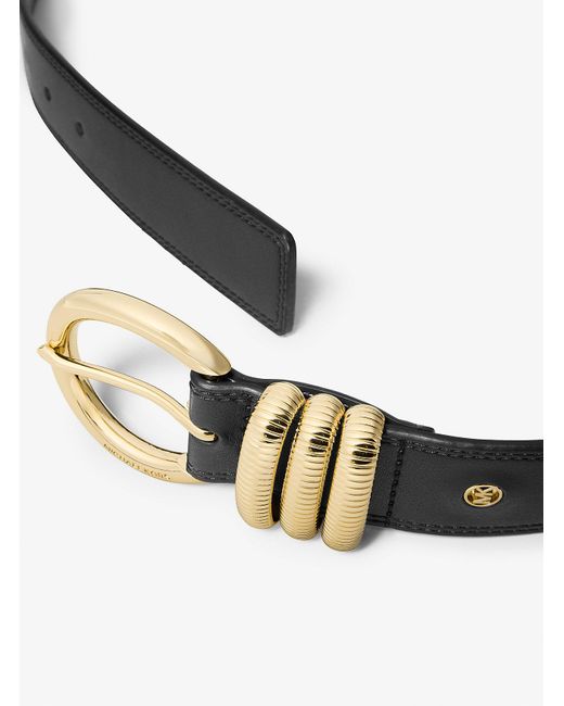 MICHAEL Michael Kors Mk Leather Belt in Black | Lyst UK