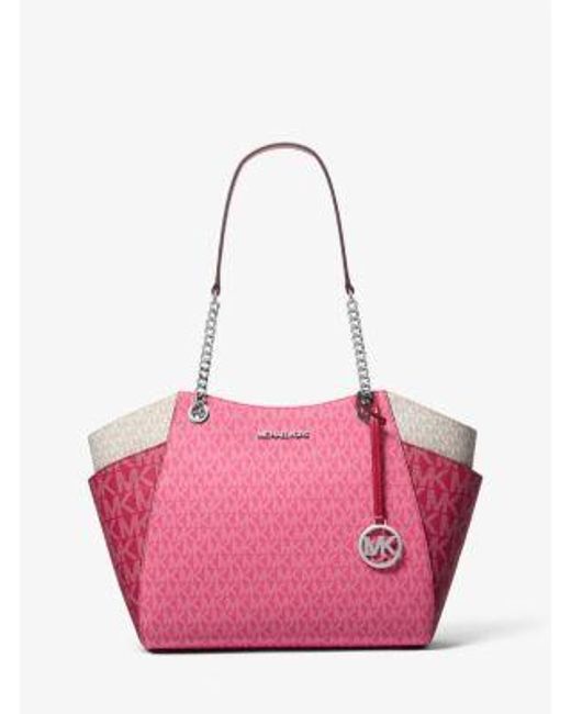 Michael Kors Jet Set Large Color-Block Signature Logo Shoulder Bag in ...