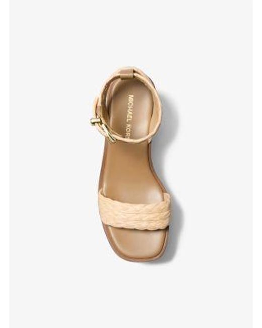 Michael Kors Sandra Straw Platform Sandal in Natural | Lyst