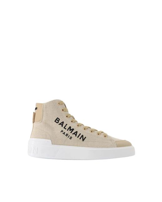 Balmain B Court High Top-&Logo in Natural | Lyst