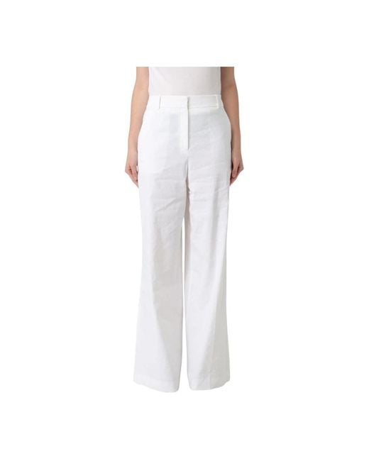 Theory Wide Trousers in White | Lyst