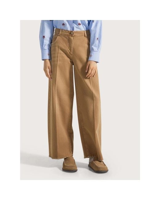 Seventy Wide Trousers in Natural | Lyst UK