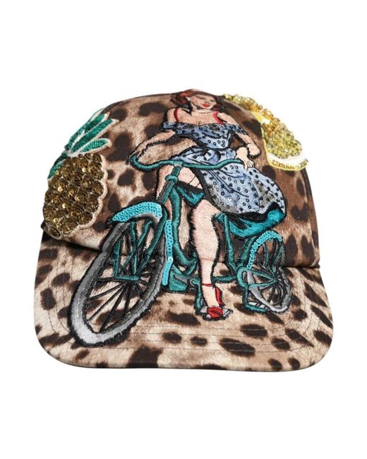 Dolce & Gabbana Brown Leopard Sequin Sicily Baseball Cap | Lyst UK