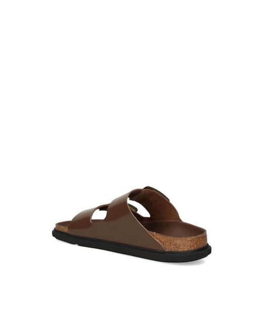 Birkenstock Sliders in Brown | Lyst