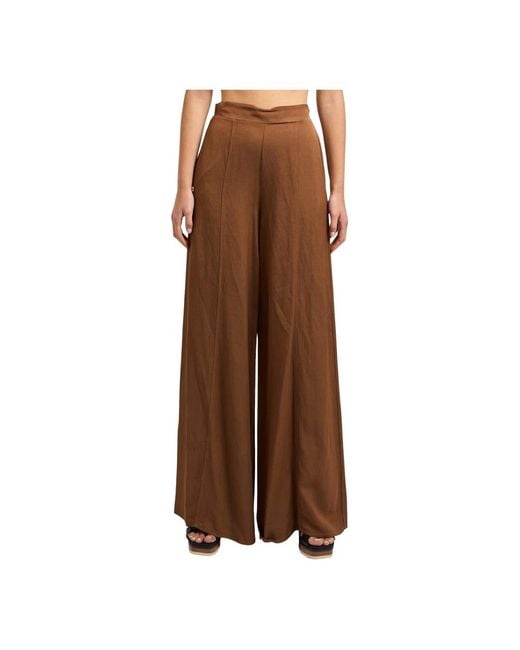 Manila Grace Wide Trousers in Brown | Lyst UK