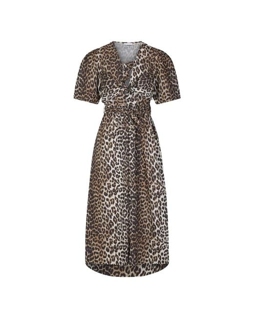 Ganni Midi Dresses in Natural | Lyst UK