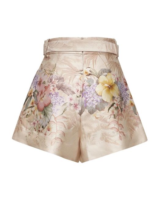 Zimmermann Short Shorts in Brown | Lyst