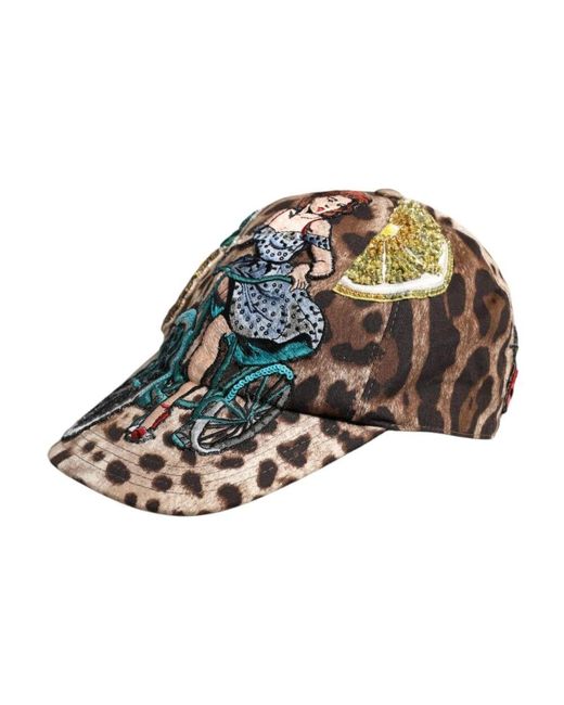 Dolce & Gabbana Brown Leopard Sequin Sicily Baseball Cap | Lyst UK