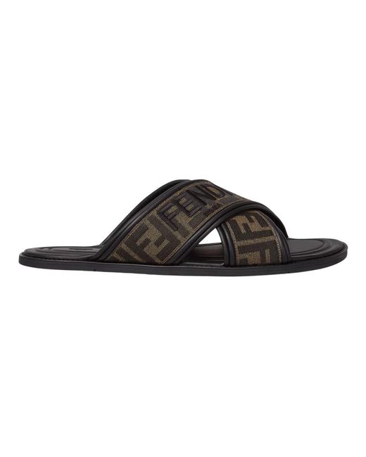 Fendi Sliders in Brown for Men | Lyst UK