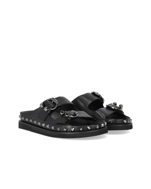 Ash Ulla Studded Leather Slide Sandal in Black | Lyst