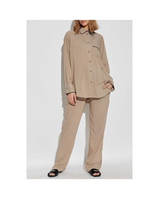 Victoria Beckham Wide Trousers in Natural | Lyst UK