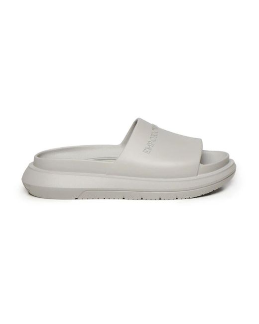 Emporio Armani Sliders in Gray for Men | Lyst