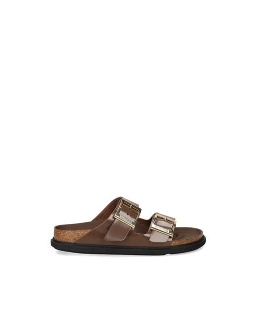 Birkenstock Sliders in Brown | Lyst