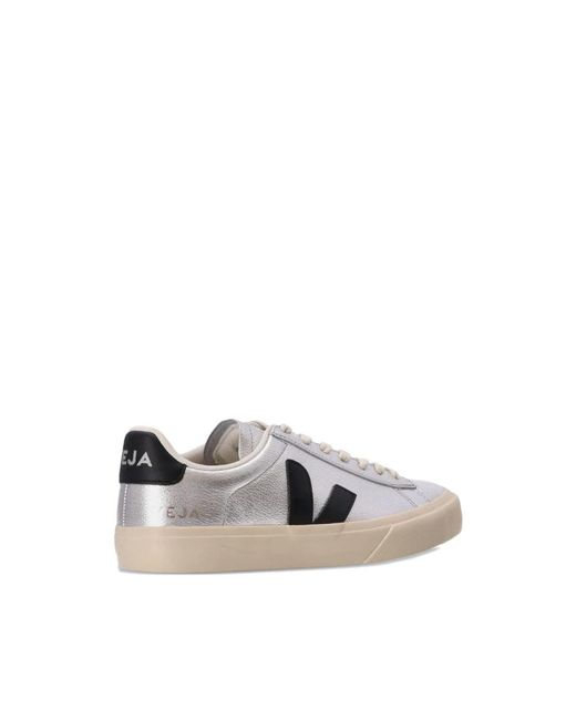 Veja Metallic Leather Sneakers With Accents in White | Lyst